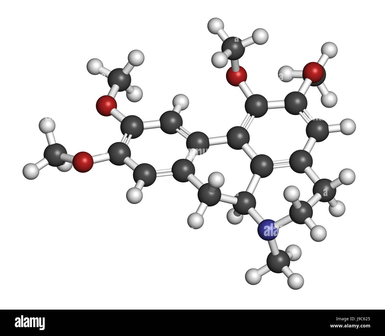 Glaucine alkaloid molecule. Found in yellow hornpoppy (Glaucium flavum ...