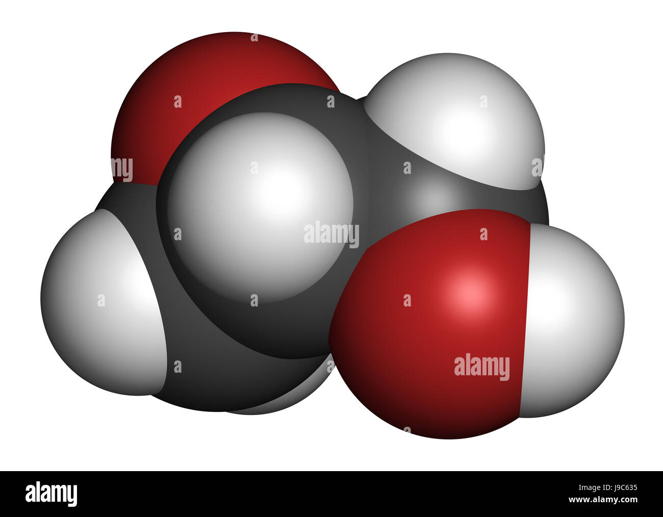Glycidol molecule. 3D rendering. Atoms are represented as spheres with ...
