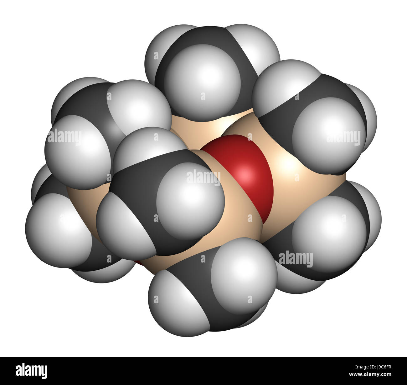 Octamethylcyclotetrasiloxane (D4 silicone) molecule. 3D rendering ...
