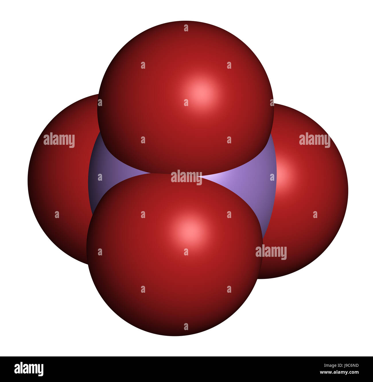 Permanganate anion, chemical structure. 3D rendering. Atoms are ...