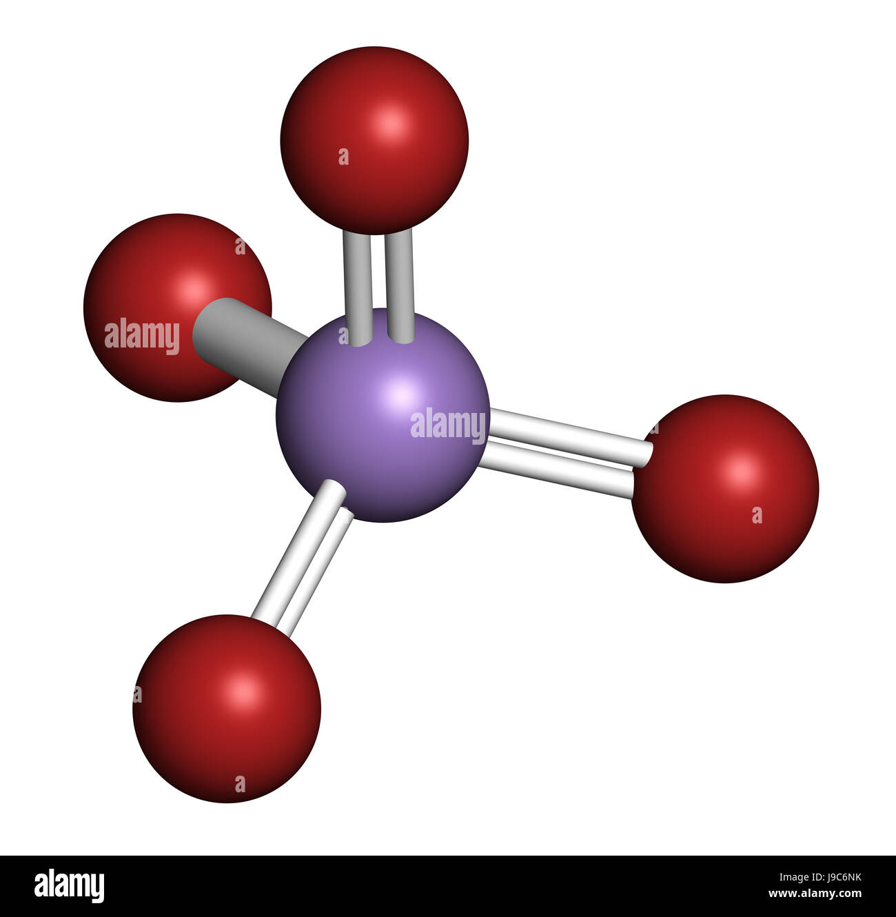 Permanganate anion, chemical structure. 3D rendering. Atoms are ...