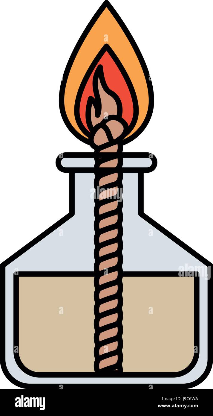 colorful silhouette image laboratory lighter with rope and flame Stock ...