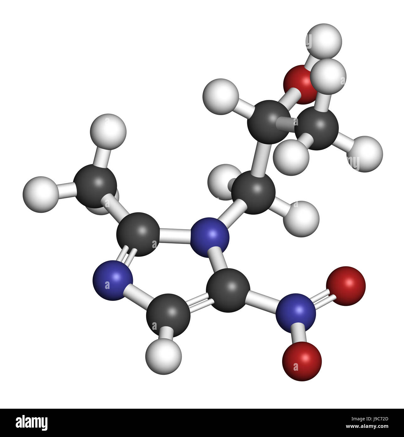 Secnidazole anti-infective drug molecule (nitroimidazole class). 3D ...