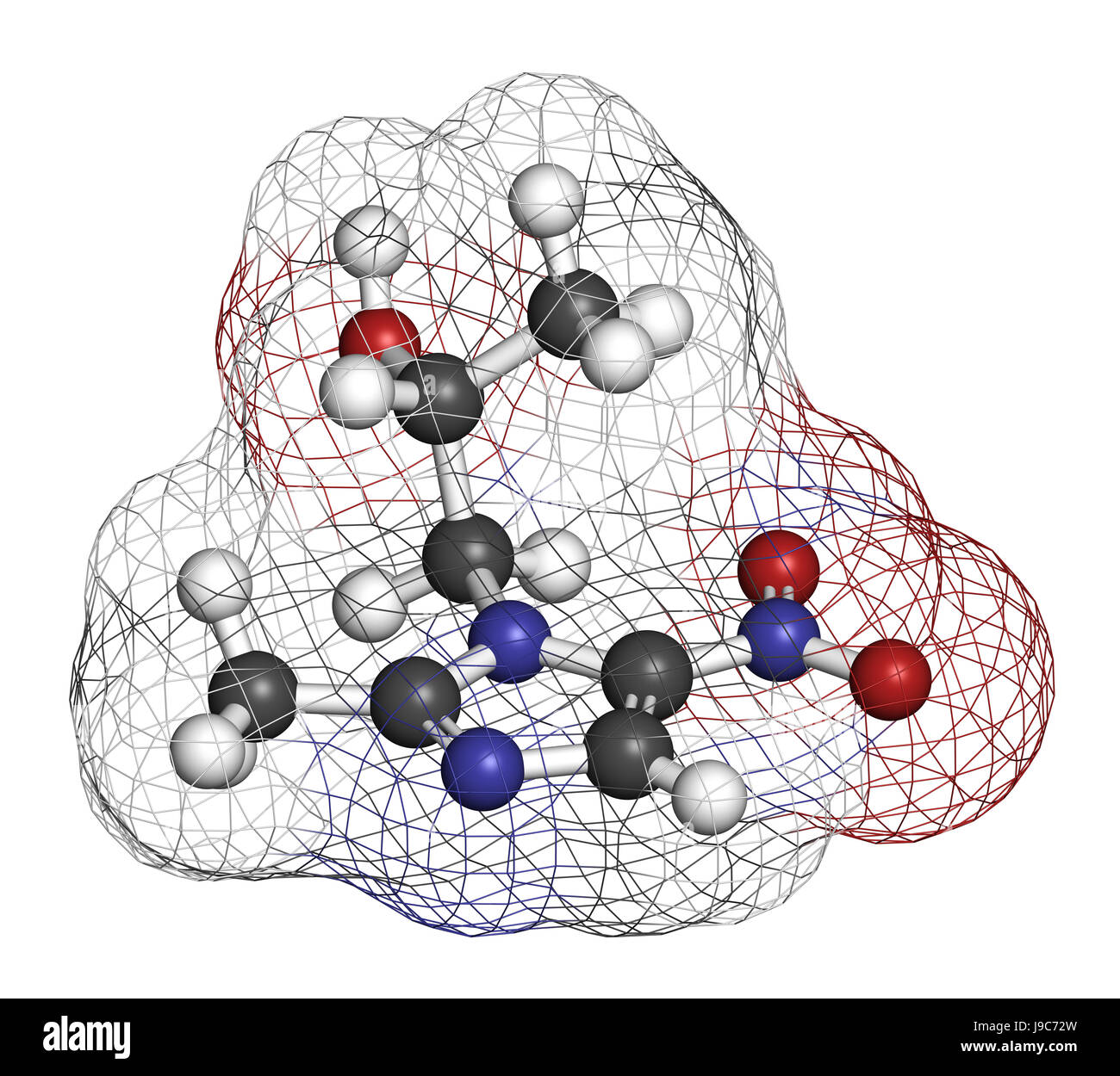 Secnidazole anti-infective drug molecule (nitroimidazole class). 3D ...