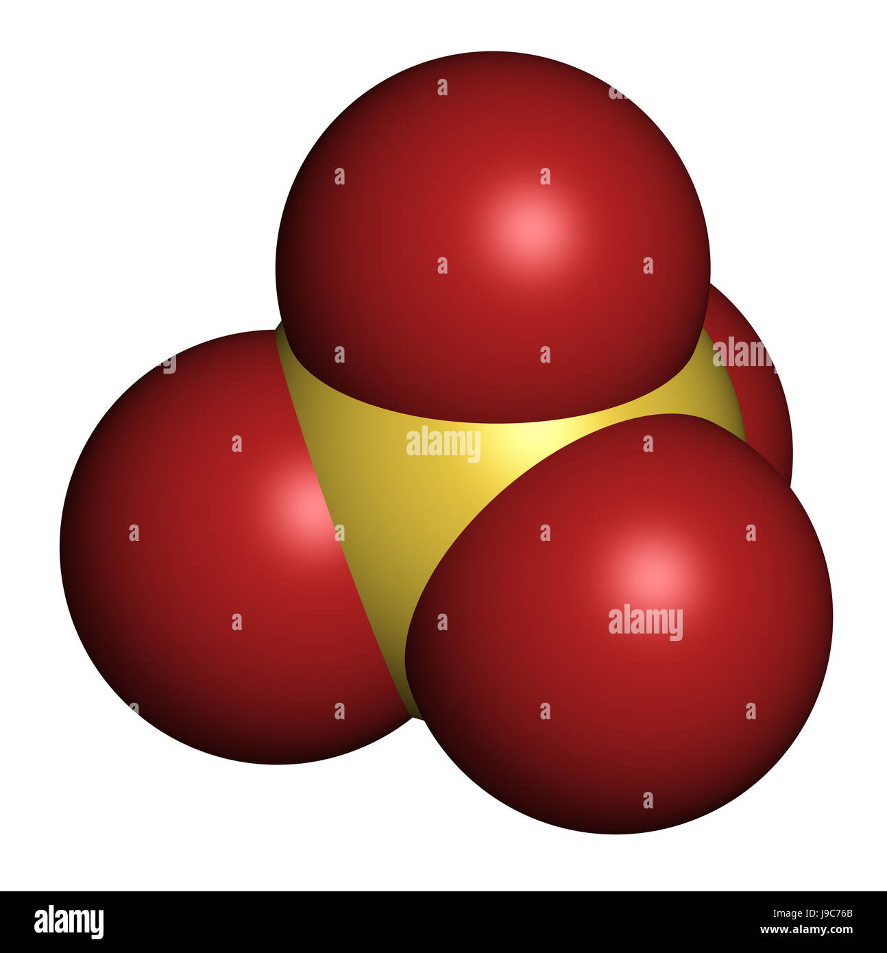Sulfate anion, chemical structure. 3D rendering. Atoms are represented ...