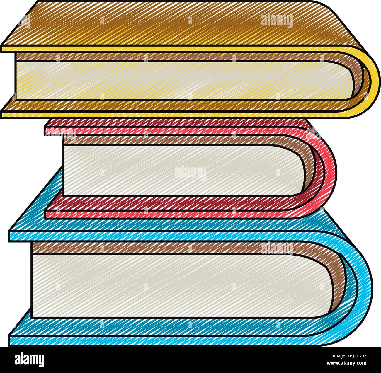 color crayon stripe silhouette of collection of books Stock Vector ...