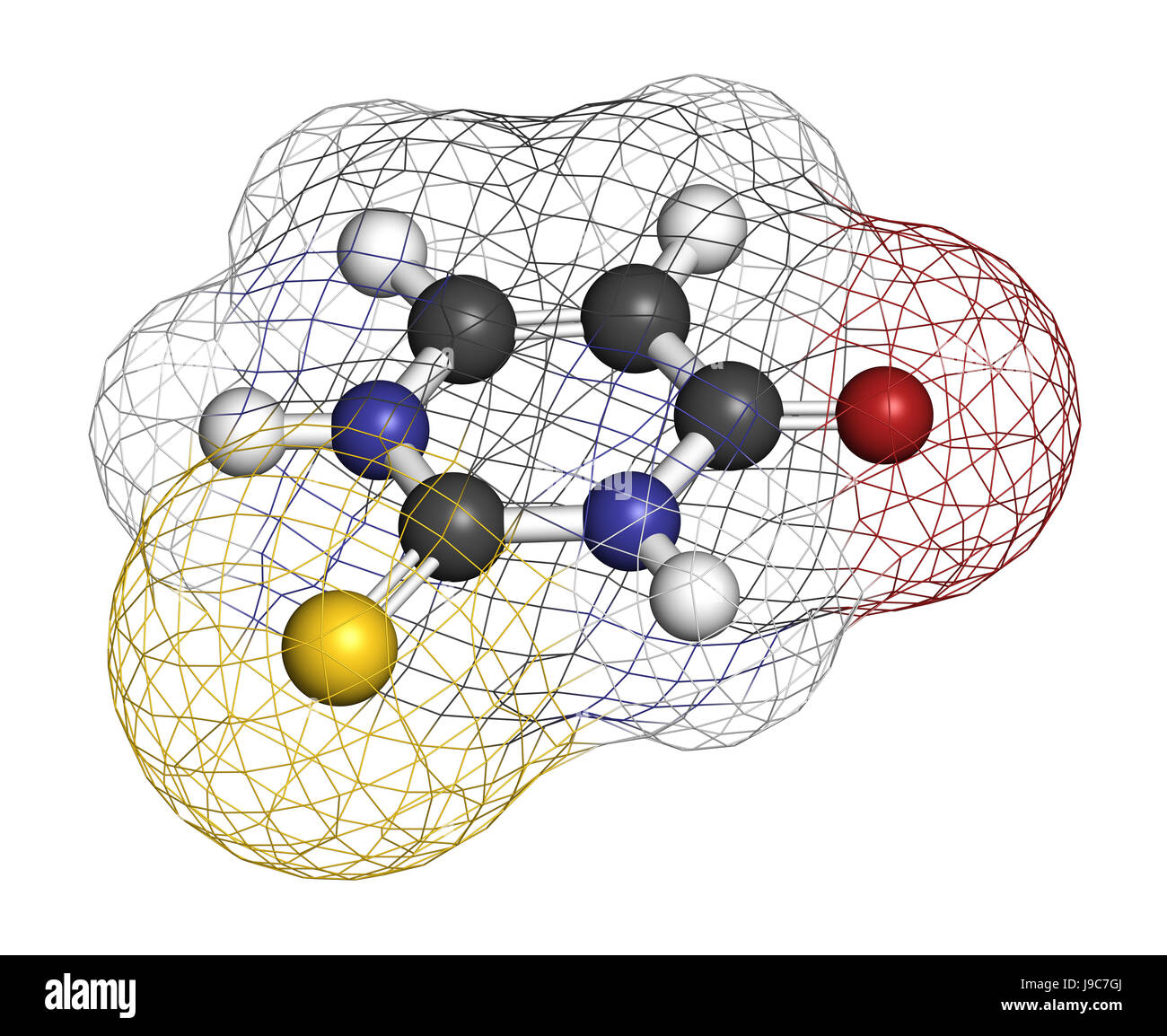 Thiouracil drug molecule. Obsolete drug molecule, previously used in ...