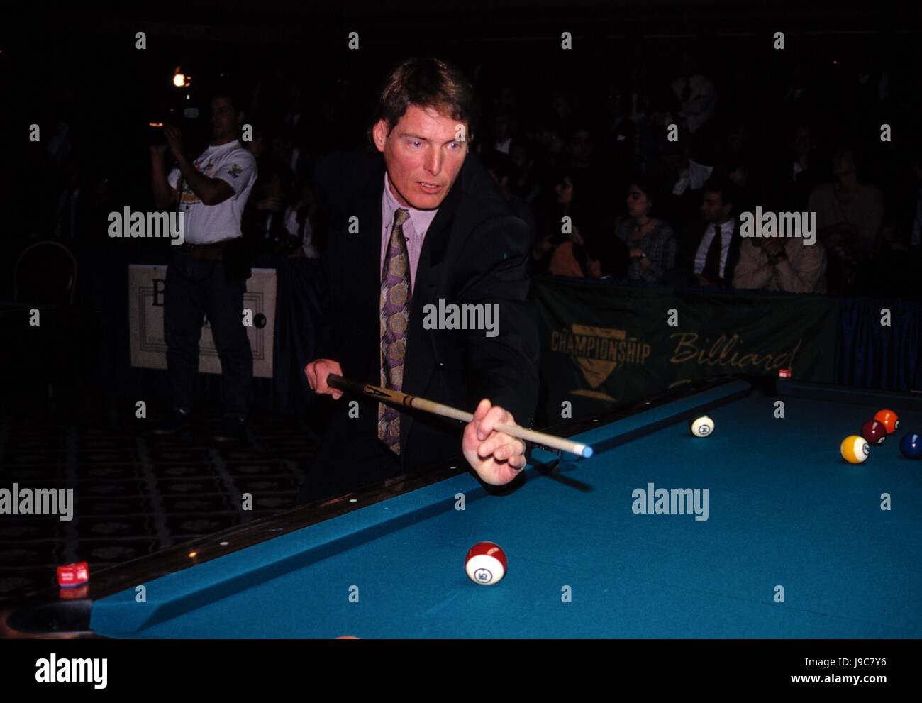 Christopher Reeve ( Shooting Pool ) Attending the Gene Shalit Pro ...