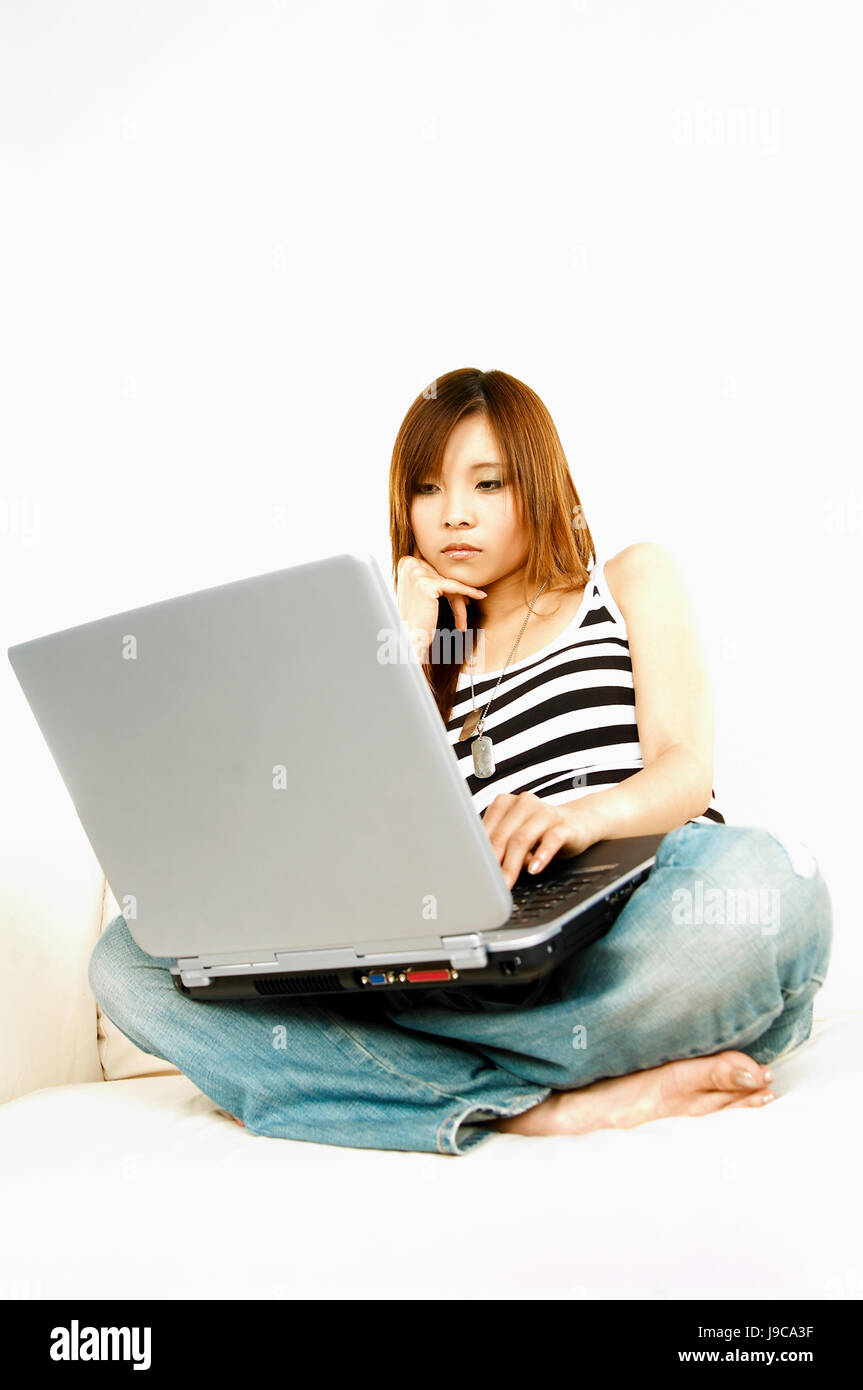 woman, laptop, notebook, computers, computer, laugh, laughs, laughing ...