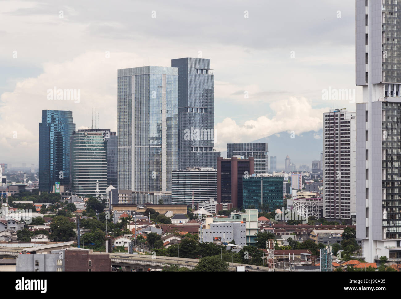 Aerial view of Jakarta cityscape in Indonesia capital city Stock Photo ...