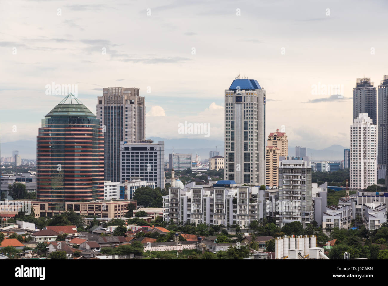 Aerial view of office buildings in the South Central Business district of Jakarta in Indonesia ...