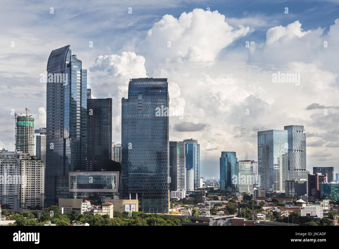 Aerial view of office buildings in the South Central Business district of Jakarta in Indonesia ...