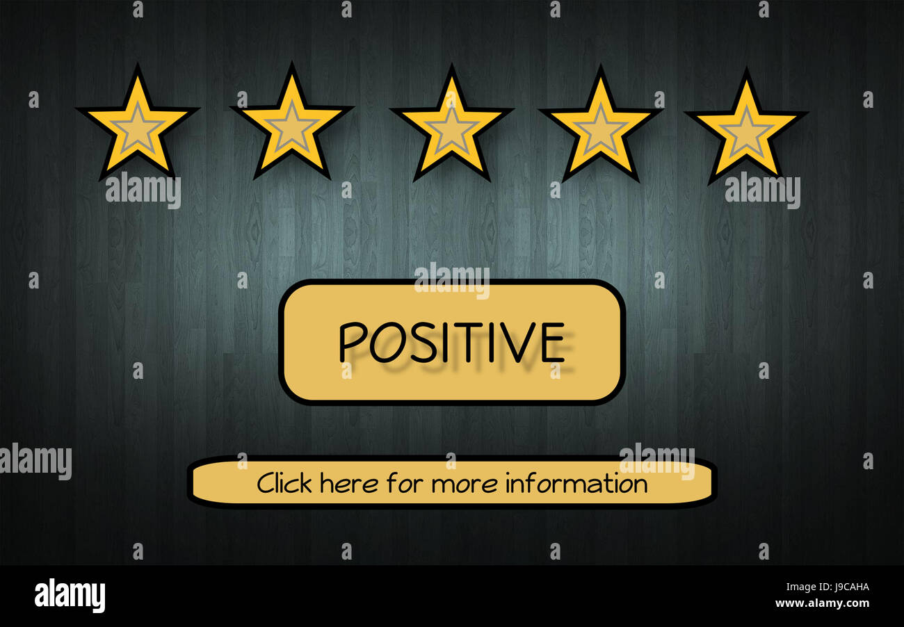 illustration of positive feedback banner with five stars and click here ...