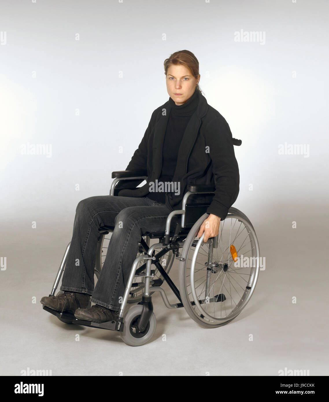 woman, wheelchair, put, sitting, sit, palsied, disability, handicap ...