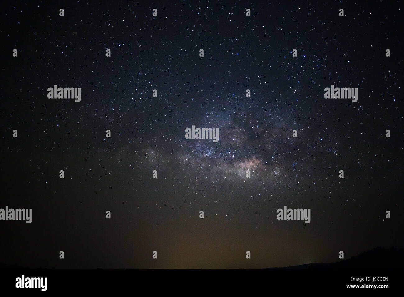 Milky way galaxy with stars over moutain at Phu Hin Rong Kla National ...