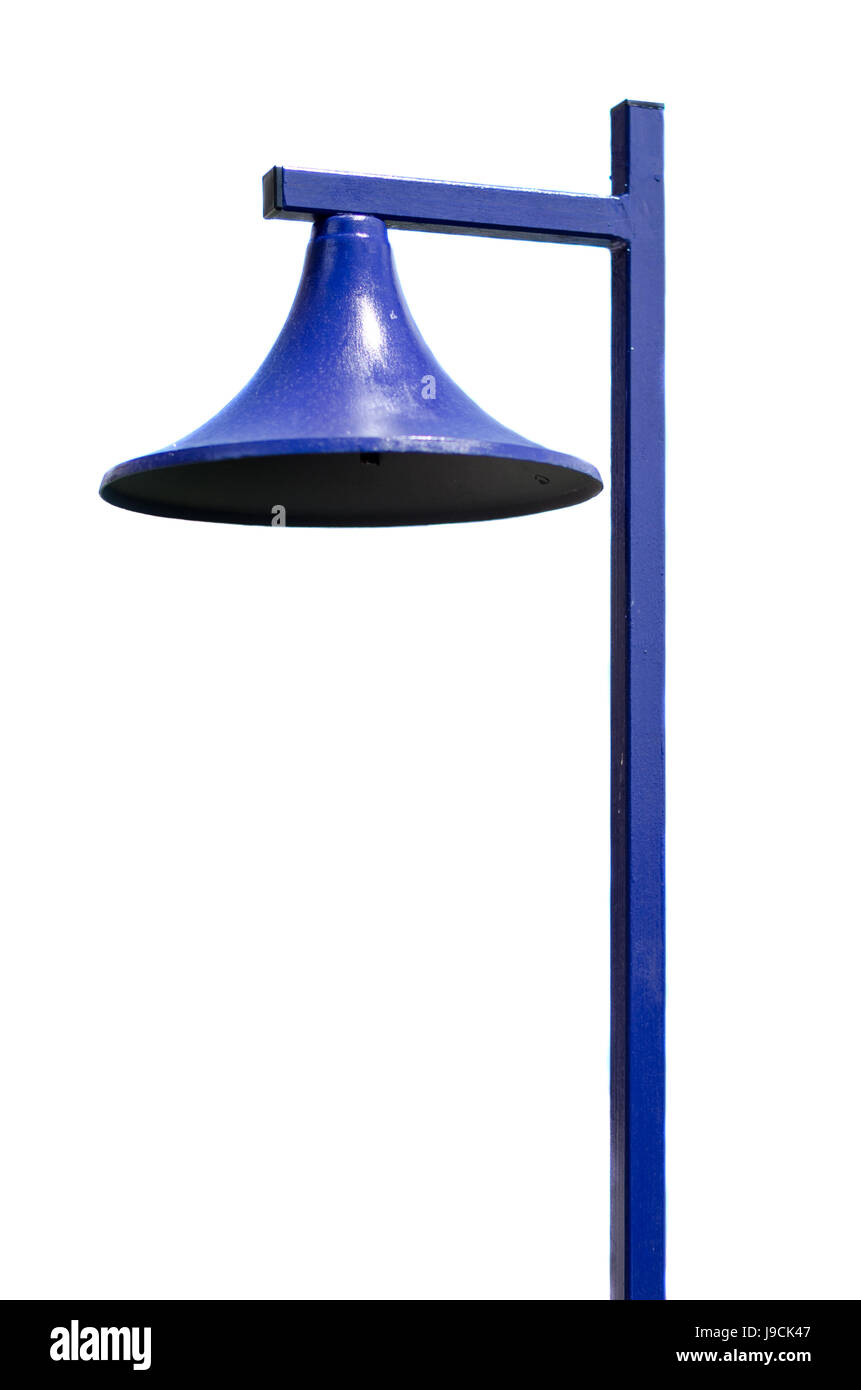 Blue light pole isolated on white background Stock Photo - Alamy
