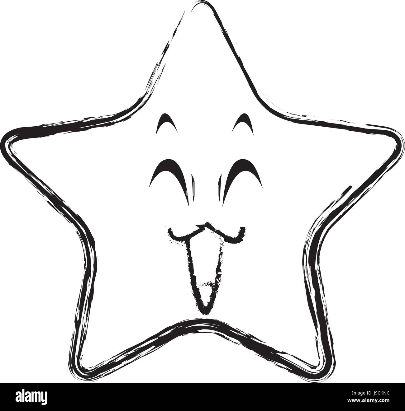 Smiley Star Black And White Clipart