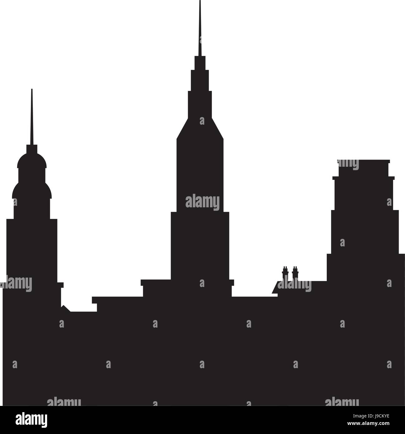 city buildings silhouette downtown exterior image Stock Vector Image ...