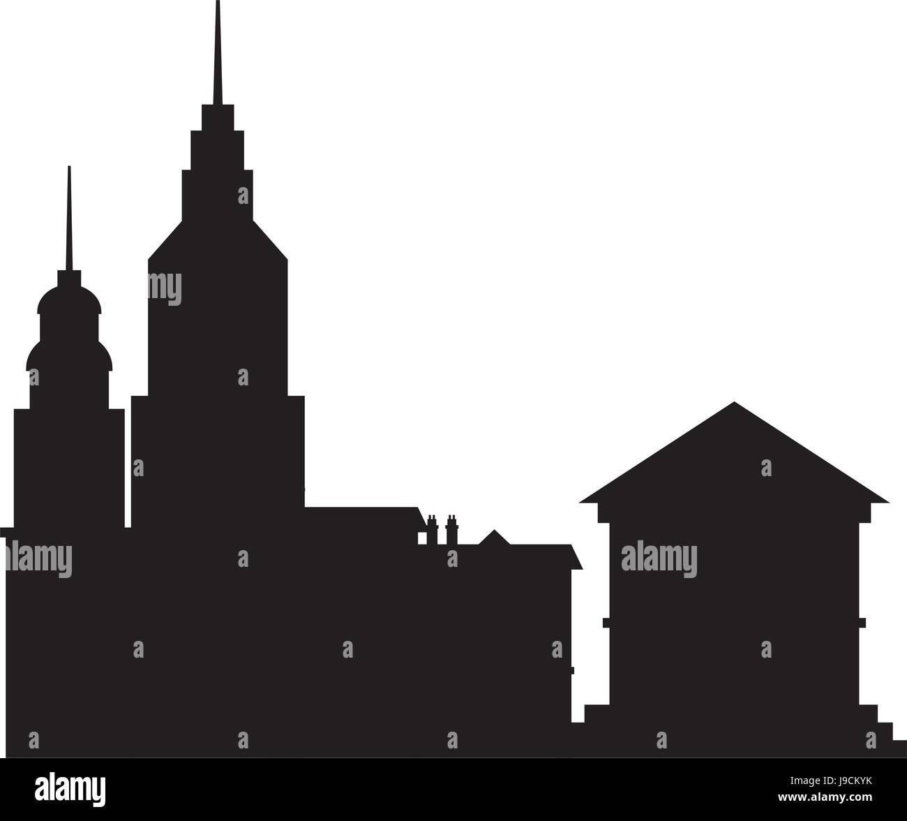 city buildings silhouette downtown exterior image Stock Vector Image ...