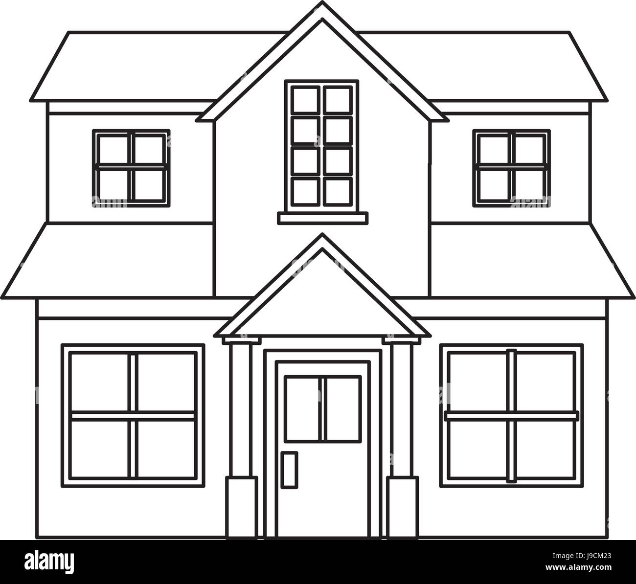 family house private residential architecture traditional Stock Vector ...