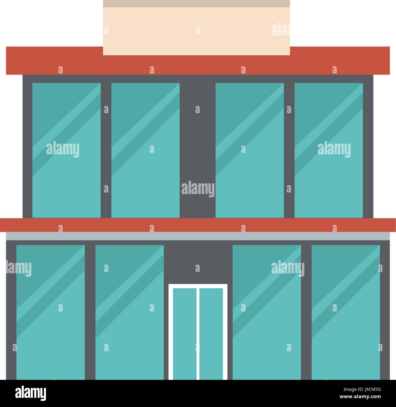 shopping center building mall glass facade billboard vector ...