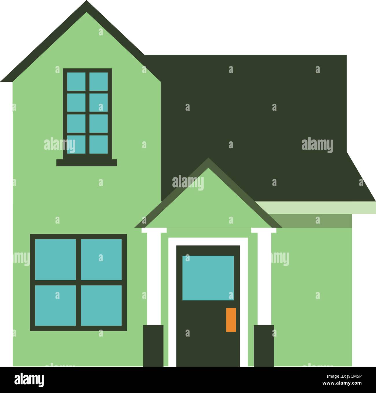 family house private residential architecture traditional Stock Vector ...