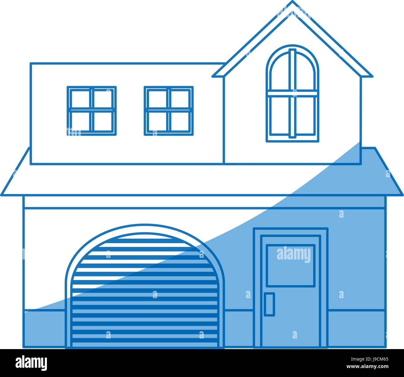 home garage facade structure two story outline Stock Vector Image & Art ...