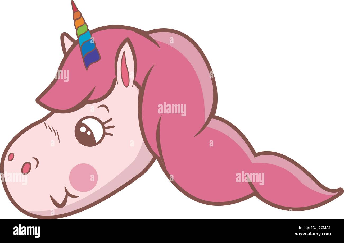 cute unicorn animal fantasy horse horn lovely Stock Vector Image & Art ...