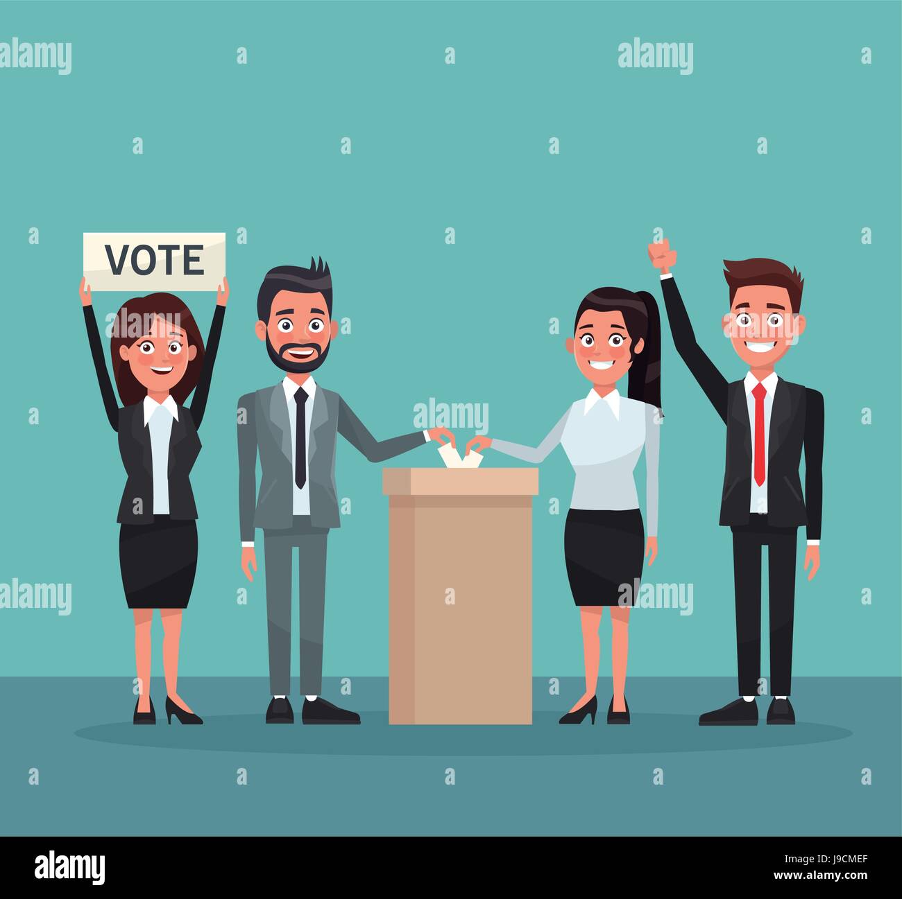 background scene set people in formal suit vote in urn for candidate ...