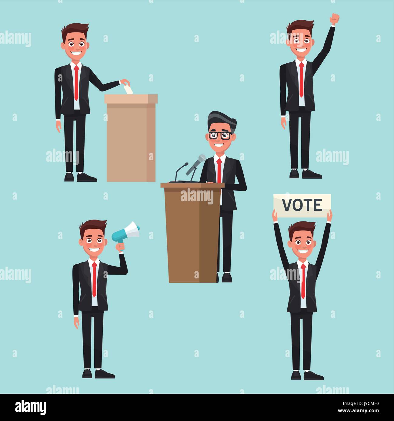 background scene set people male in formal suit in different poses for ...