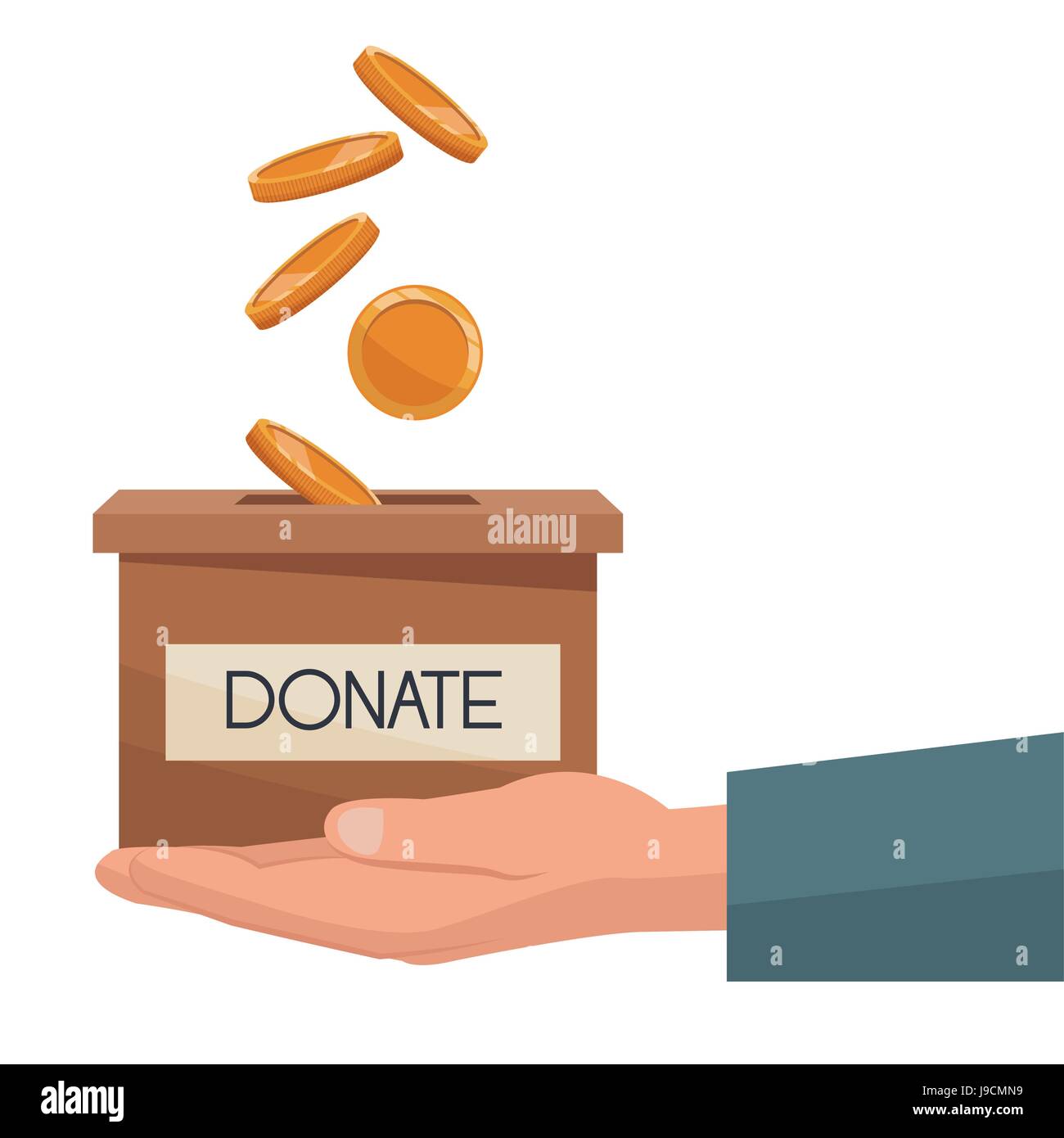 Coins in donate box vector hi-res stock photography and images - Alamy