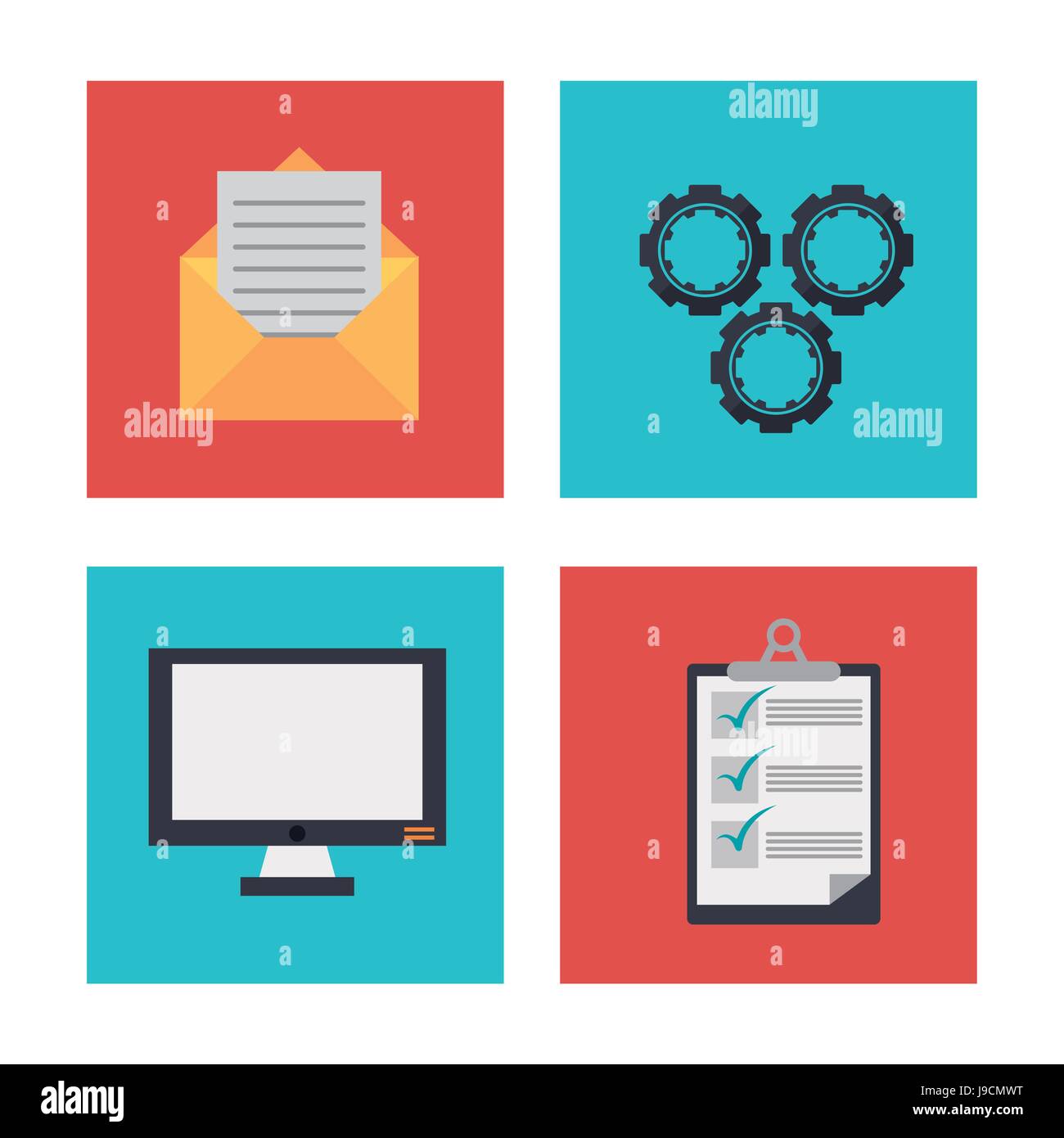 colorful background with office icons set Stock Vector Image & Art - Alamy