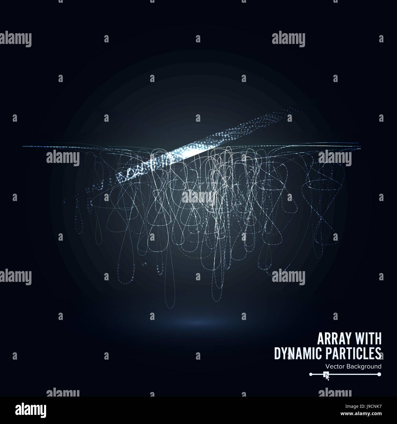 Array Vector With Splash Particles. Round Dots And Lines. Digital Abstract Background Glowing ...