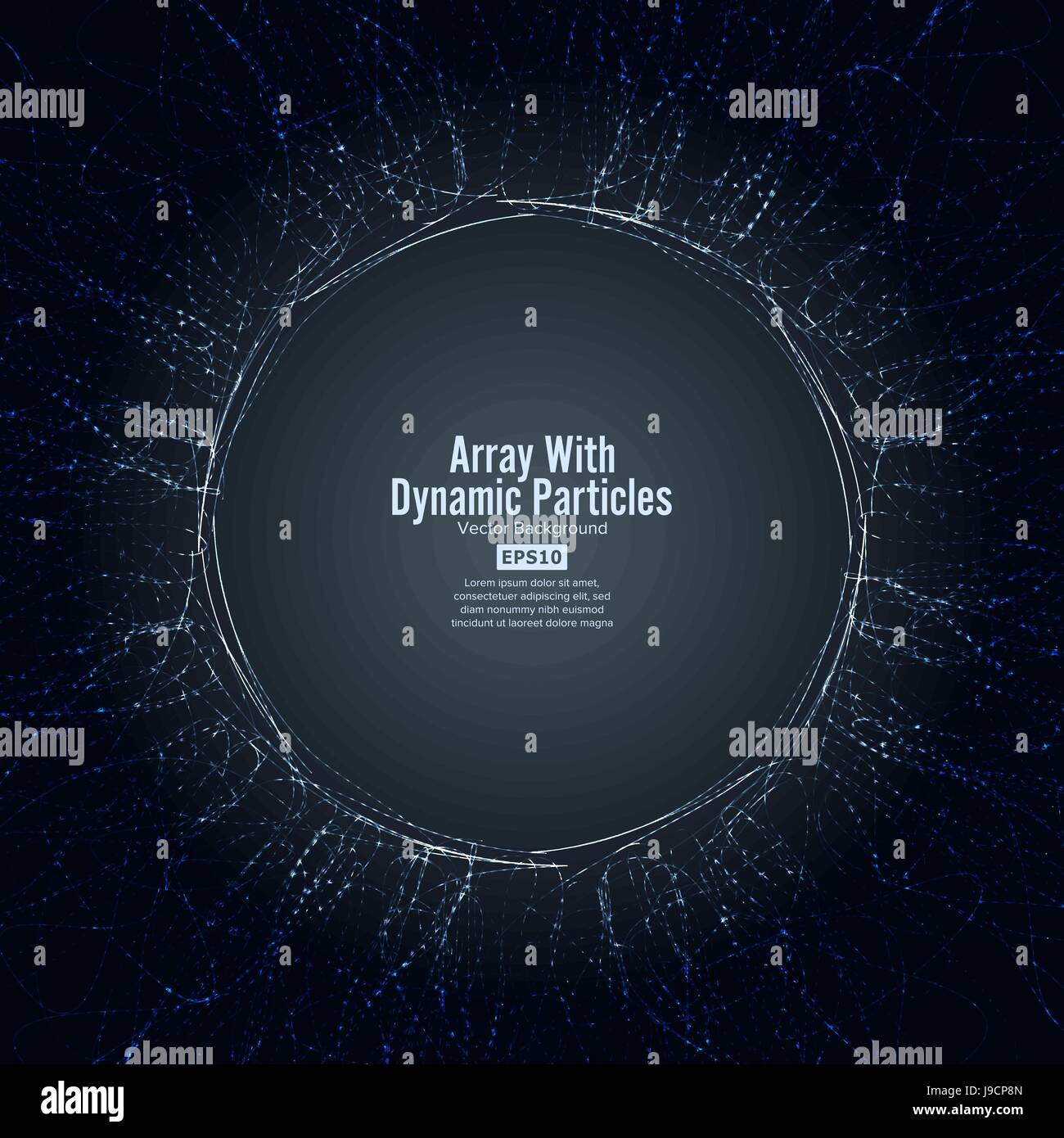 Array Vector With Splash Emitted Particles. Connection Round Structure. Visualization Abstract ...
