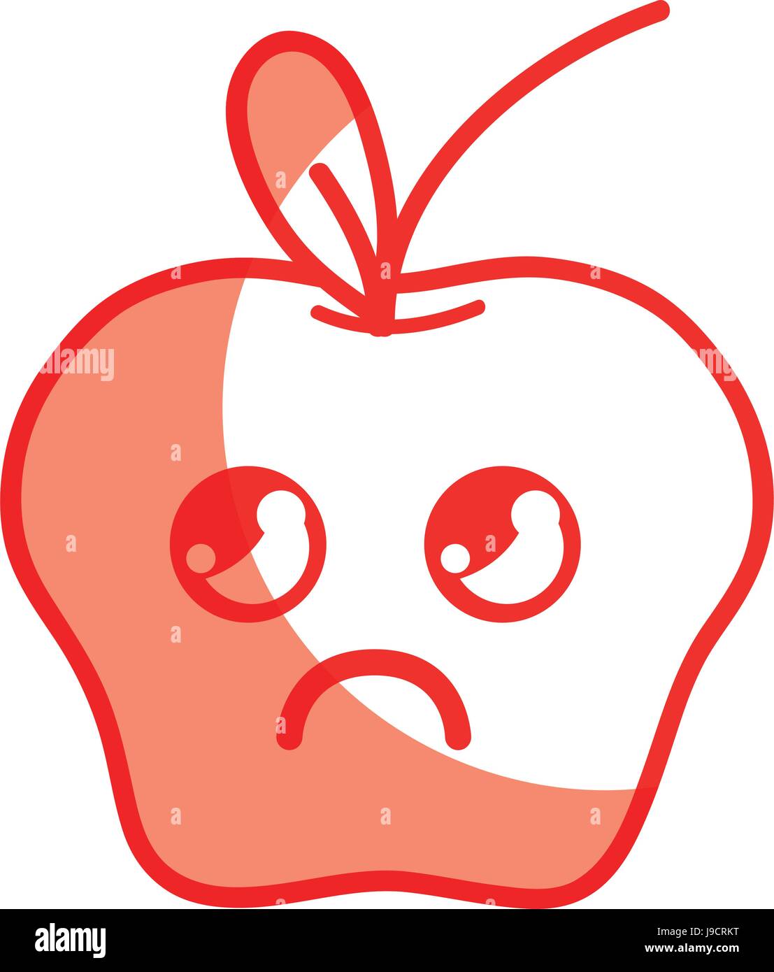 silhouette kawaii cute sad apple fruit Stock Vector Image & Art - Alamy