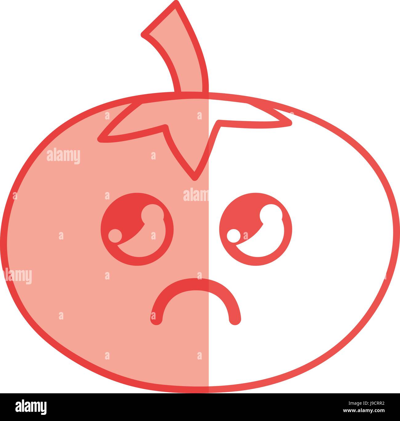 silhouette kawaii cute sad tomato vegetable Stock Vector Image & Art ...