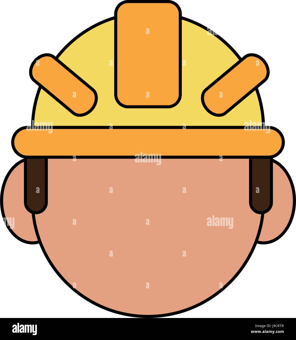 color silhouette cartoon front view faceless worker with protective ...