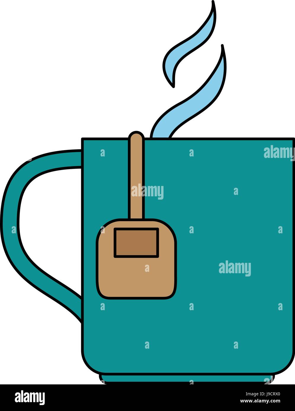color silhouette cartoon mug with bag tea and steam Stock Vector Image ...