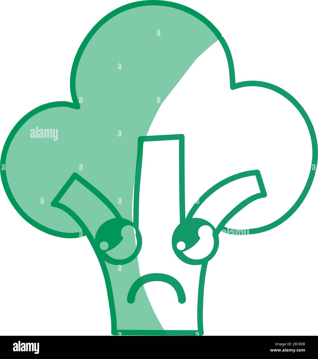 silhouette kawaii cute sad broccoli vegetable Stock Vector Image & Art ...