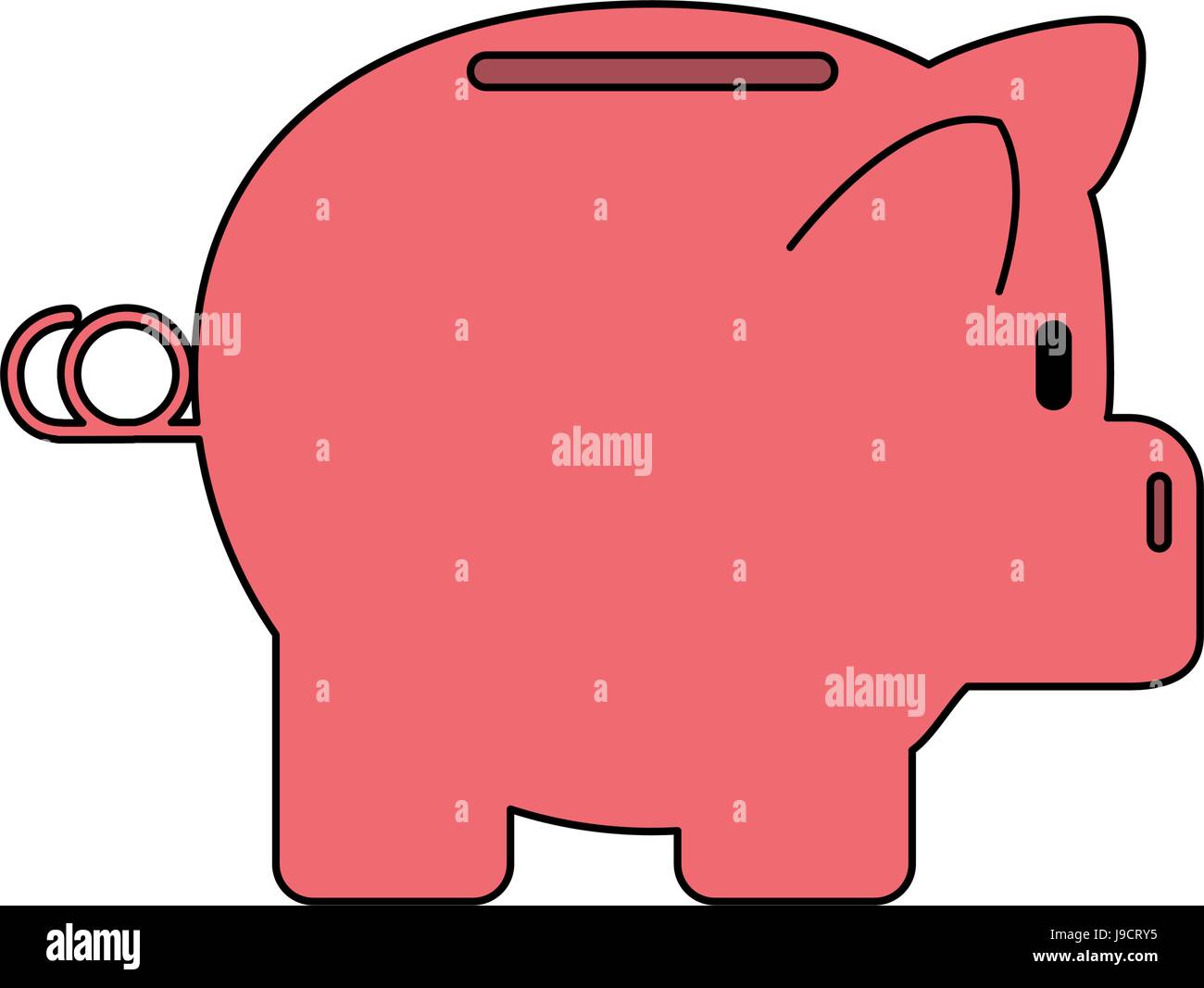 color silhouette cartoon side view pink piggy bank Stock Vector Image ...