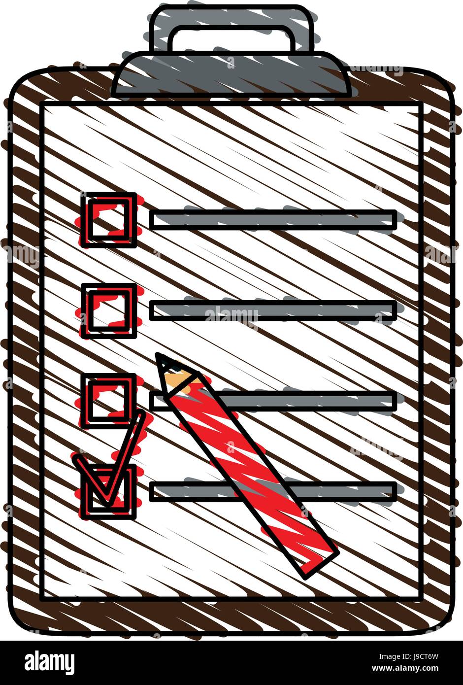 color crayon stripe cartoon clipboard with checklist Stock Vector Image ...