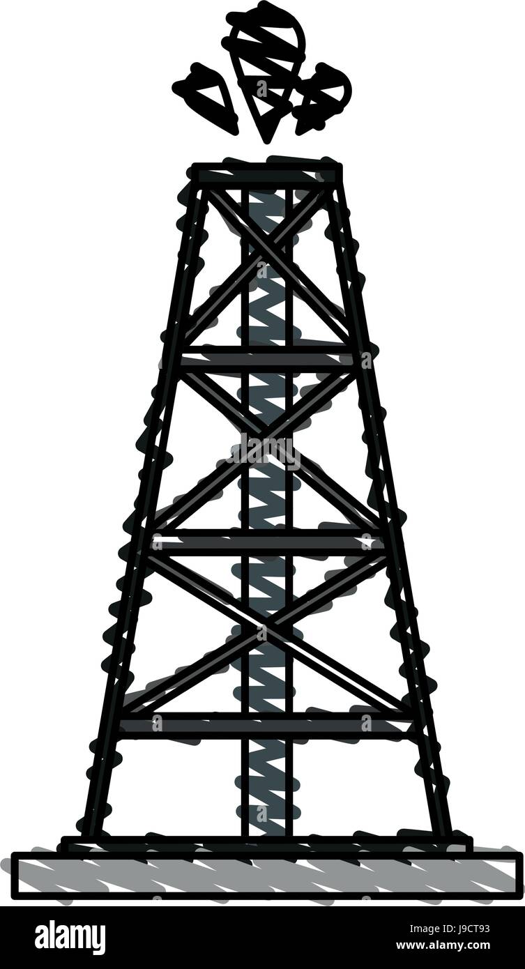 color crayon stripe cartoon oil crude tower Stock Vector Image & Art ...