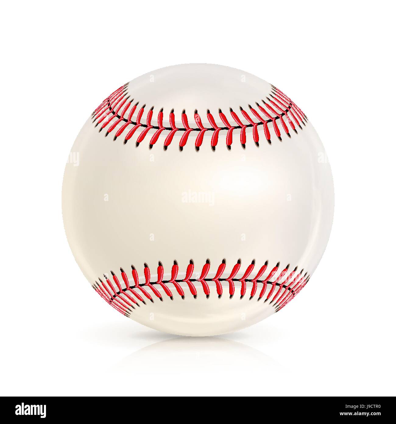 Baseball Leather Ball Close-up Isolated On White. Realistic Baseball ...