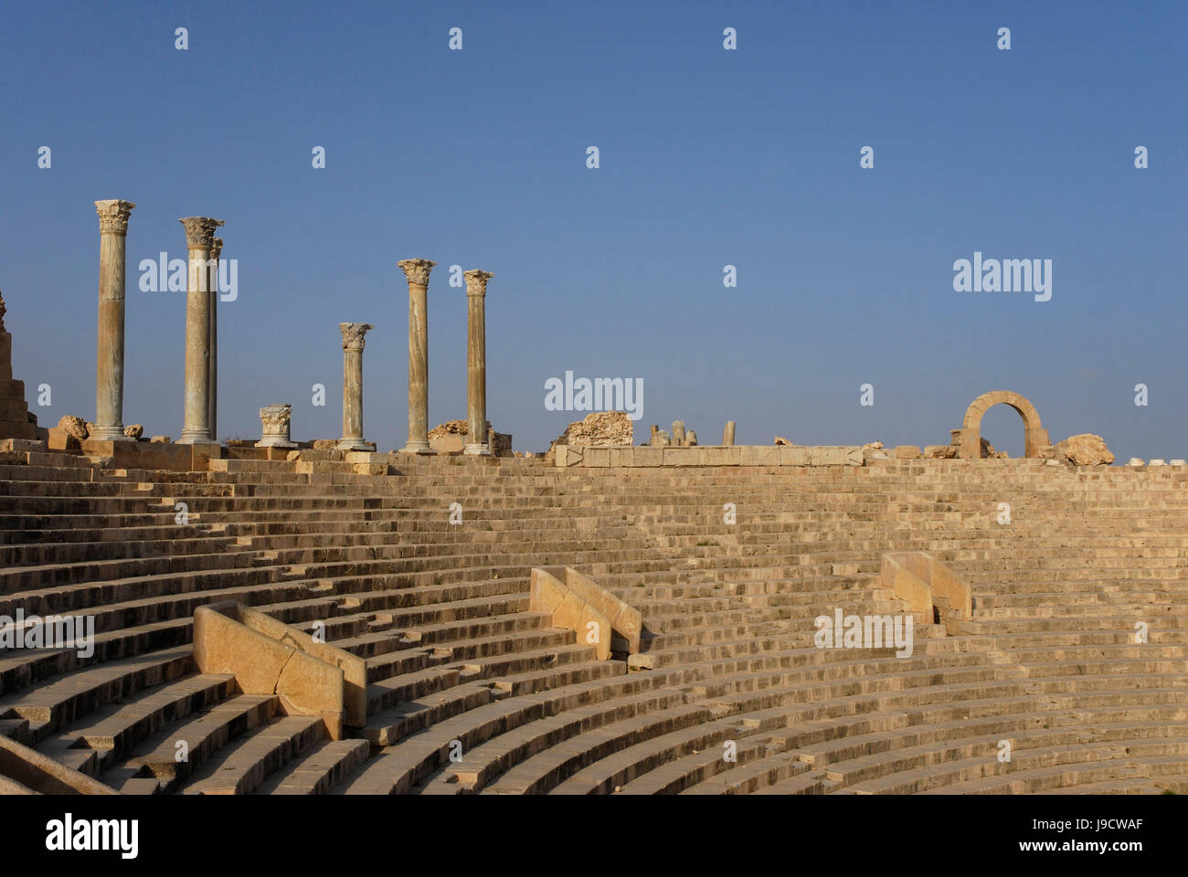 tourism, africa, libya, ruins, excavation, roman, archeology, blue ...