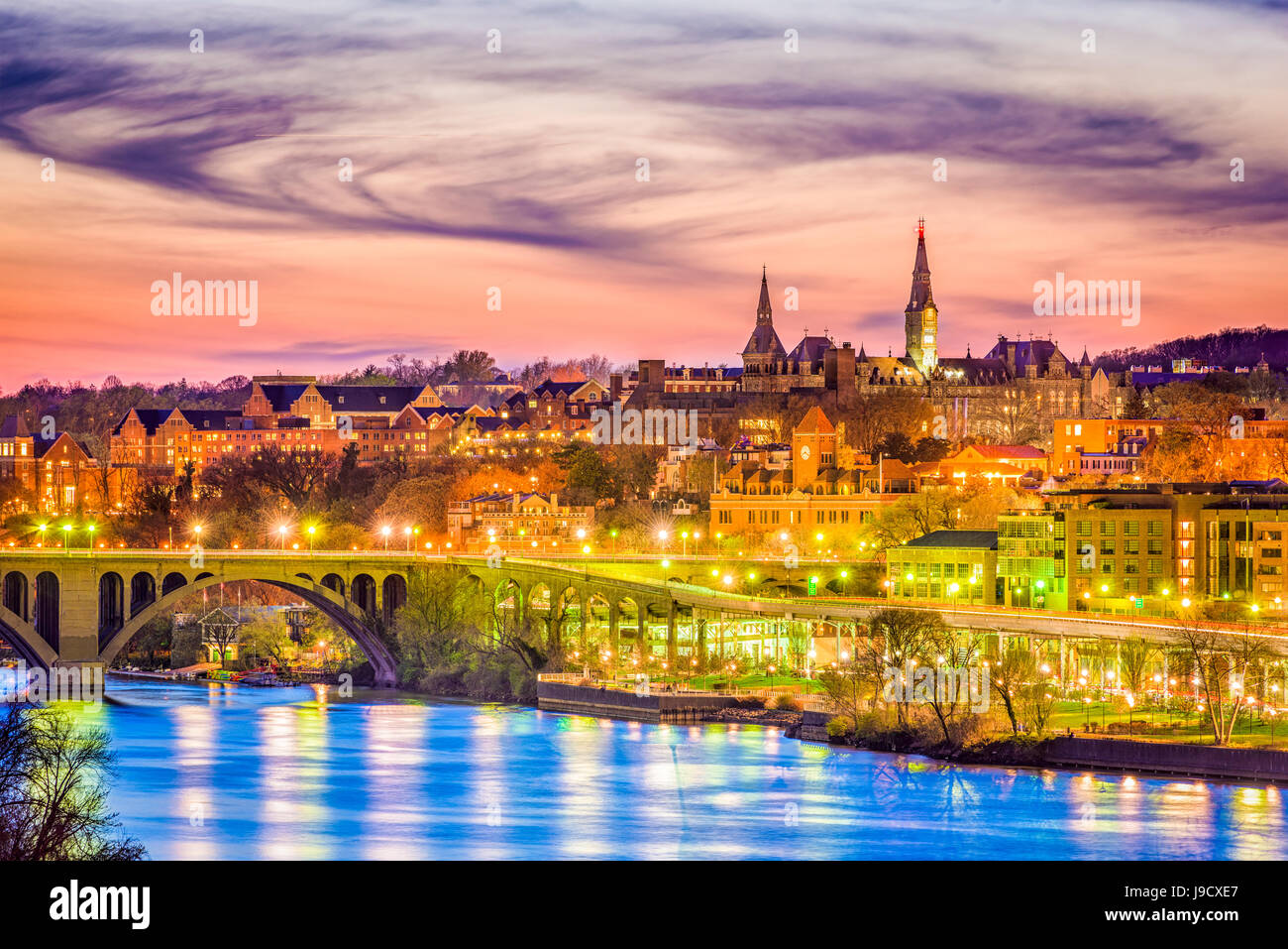 Georgetown, Washington DC, USA skyline on the Potomac River Stock Photo ...