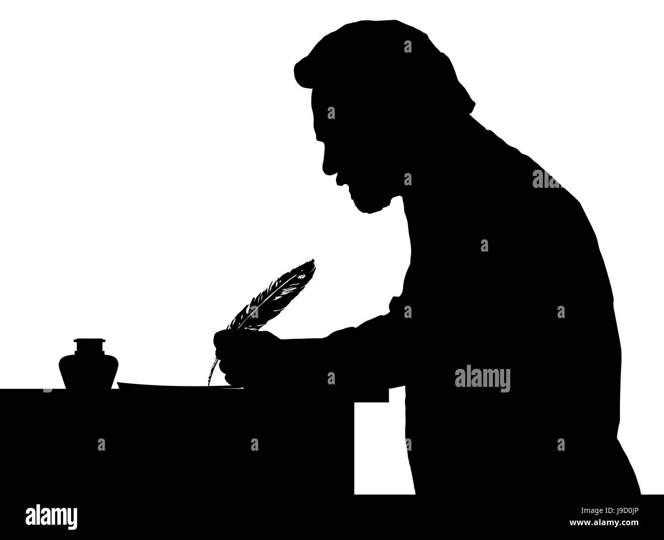 Old man writing a letter Stock Vector Images - Alamy