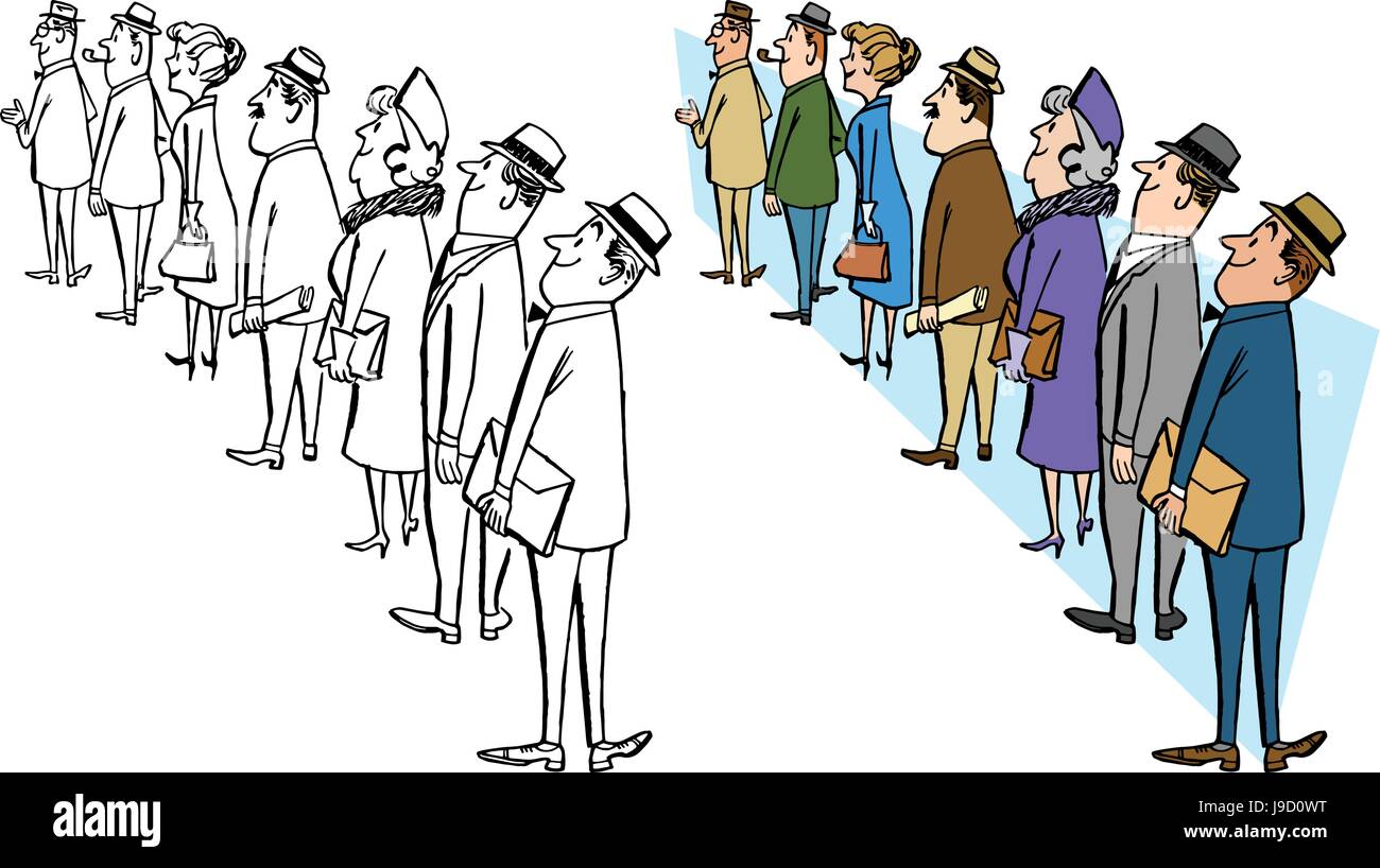 Long Line Of People Cartoon