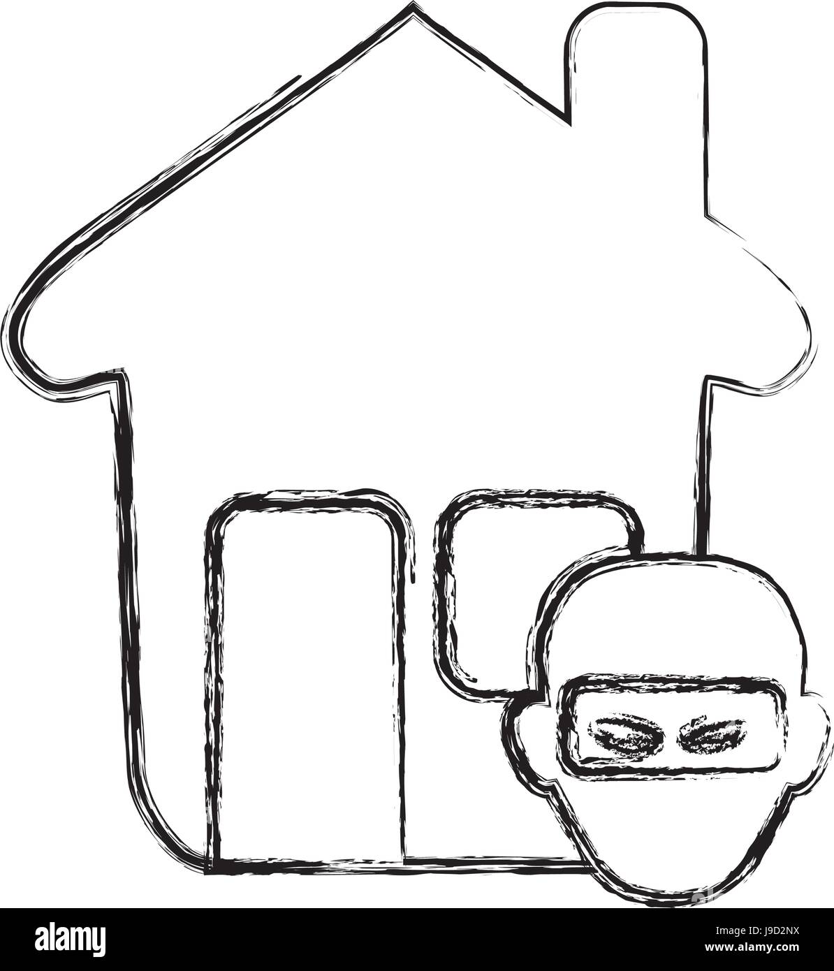 figure house with thief danger symbol Stock Vector Image & Art - Alamy