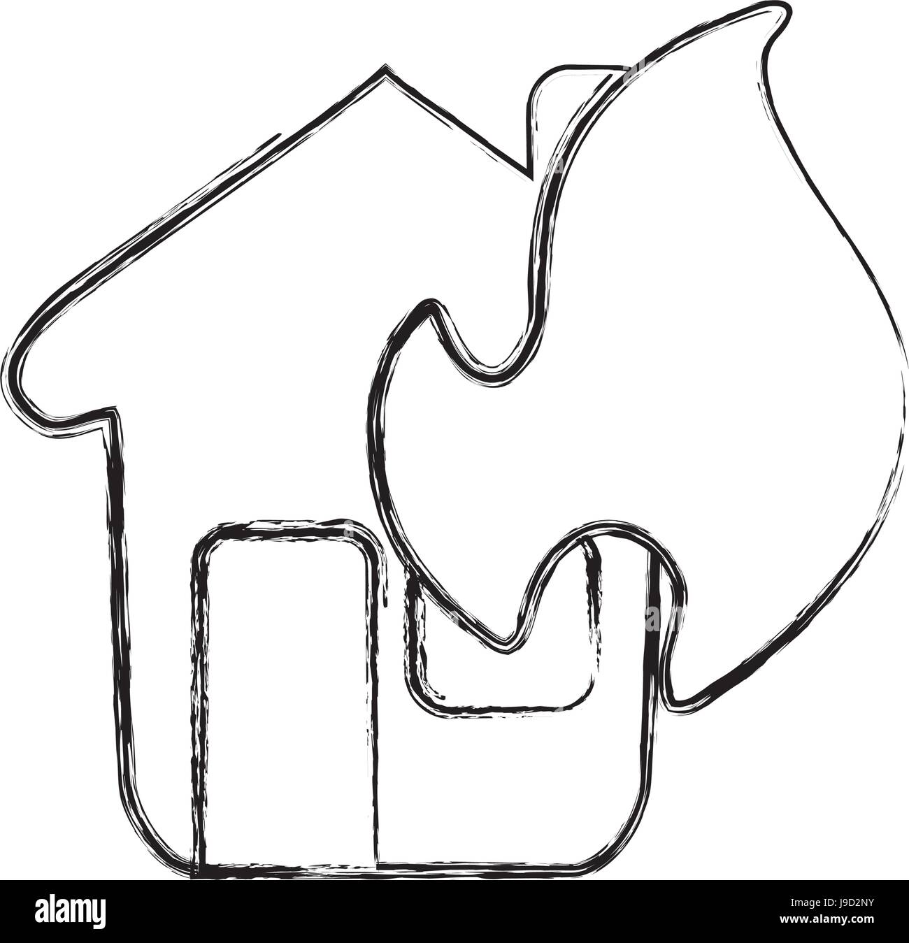 figure emergency house burnt and dangerous disaster Stock Vector Image ...