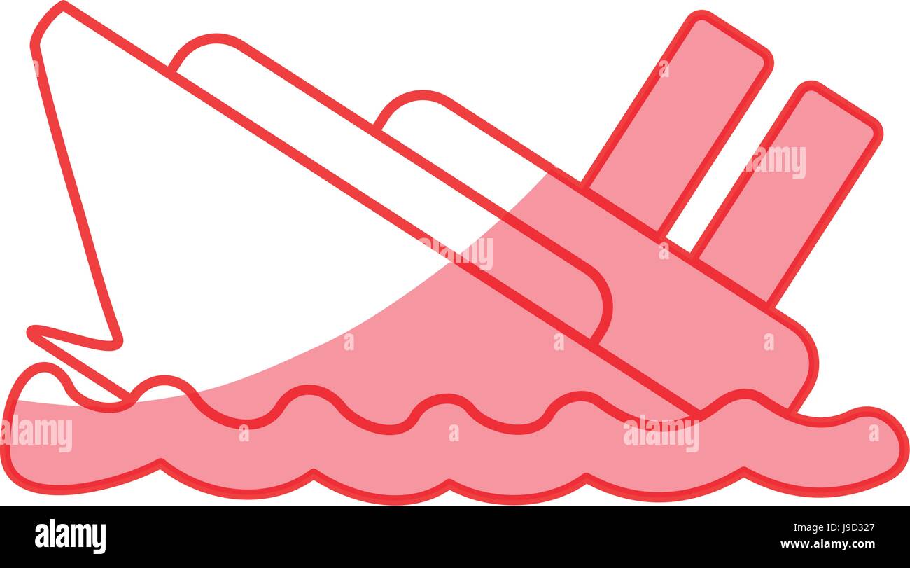 silhouette emergency ship flood and natural disaster Stock Vector Image ...